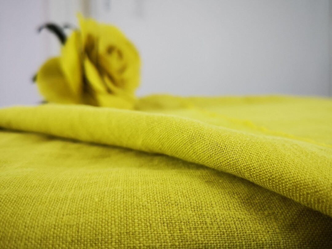 CITRUS YELLOW Linen Fabric by the Yard, Medium Weight Linen for Boho ...