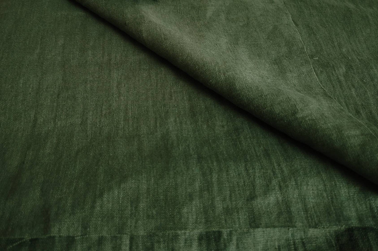 FOREST GREEN Lithuanian Linen Fabric by the Yard or Meter, Softened ...