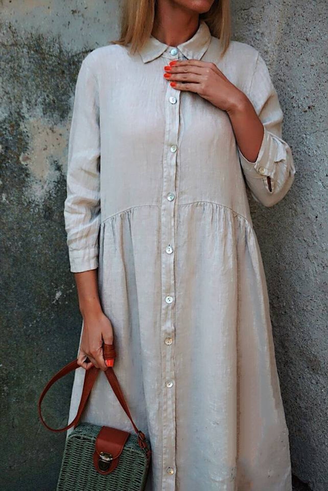 Linen Dress, Plus Size Linen Dress, Brown Linen Dress Linen Clothing ...