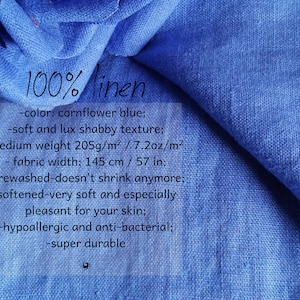 CORNFLOWER BLUE Linen, Lithuanian Linen Fabric by the Yard, Blue Linen ...