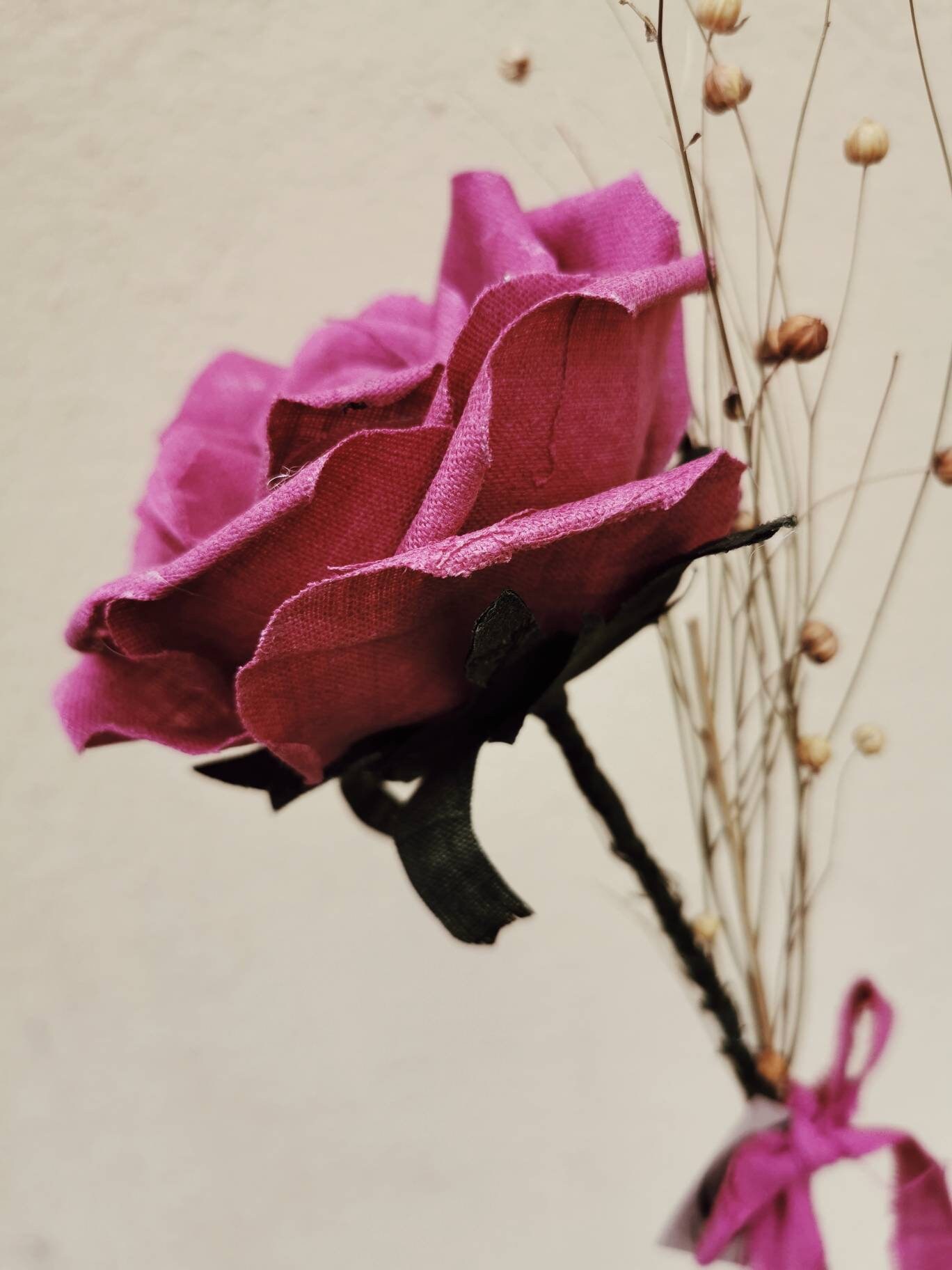 Handmade Pink Linen Flower 4th Anniversary PINK LINEN Fabric - Etsy