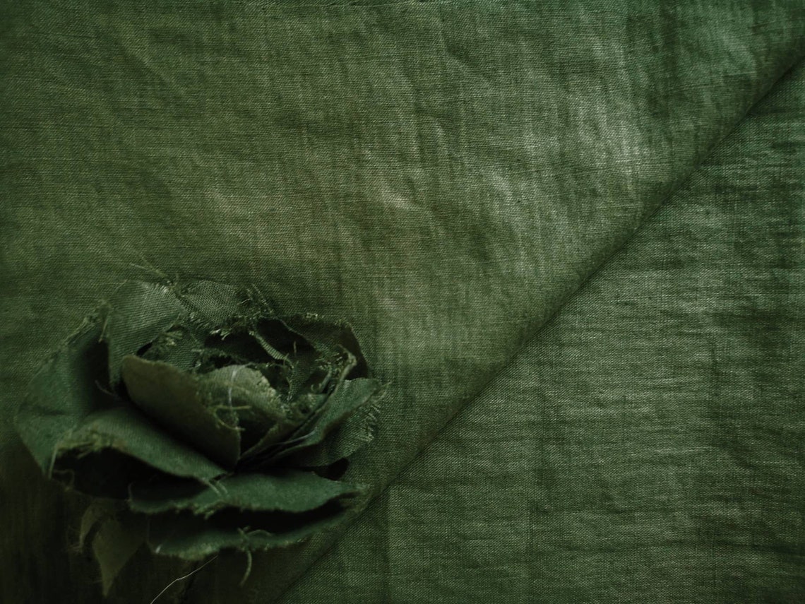 FOREST GREEN Lithuanian Linen Fabric by the Yard or Meter | Etsy