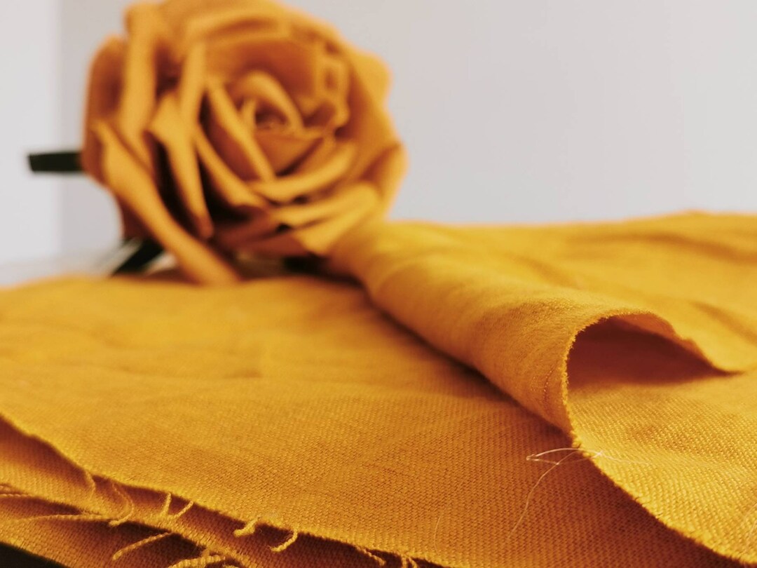 MARIGOLD ORANGE Linen Fabric by the Yard or Meter, Orange Linen Fabric ...