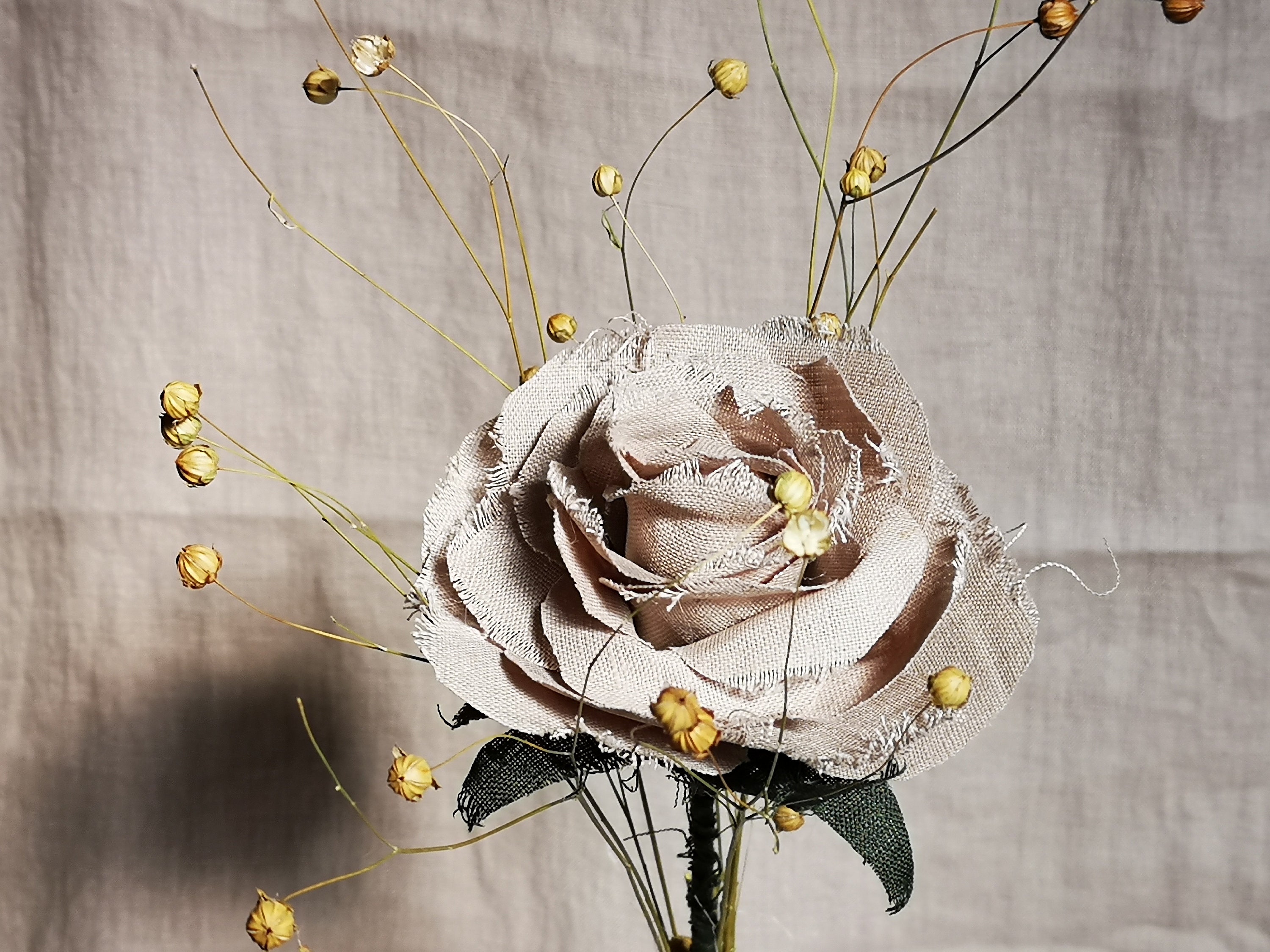 Natural linen fabric flower 4th Anniversary gift Gothic | Etsy