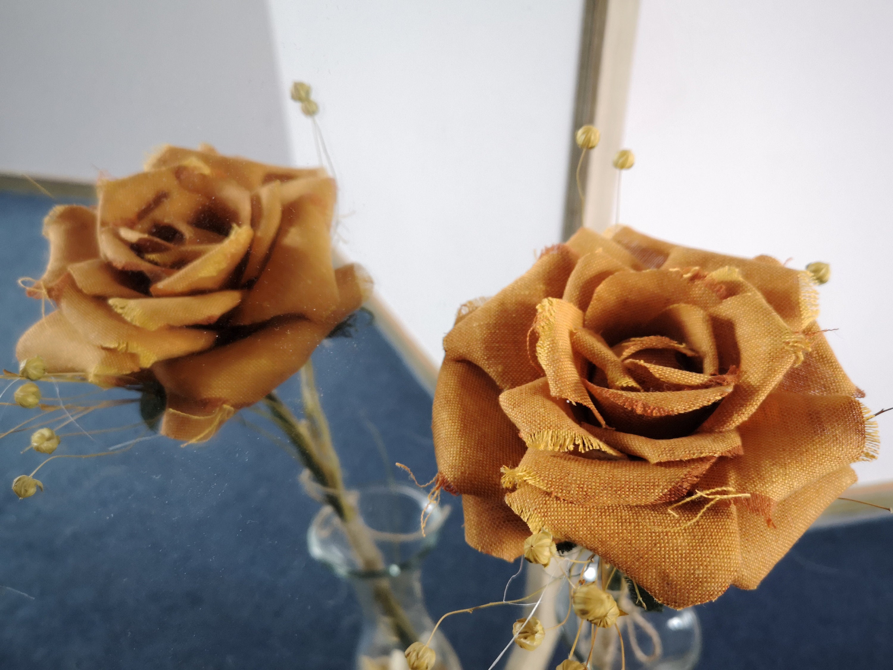 Burnt Orange Roses Cubicle Decor, Organic Linen Fabric Chic Office ...