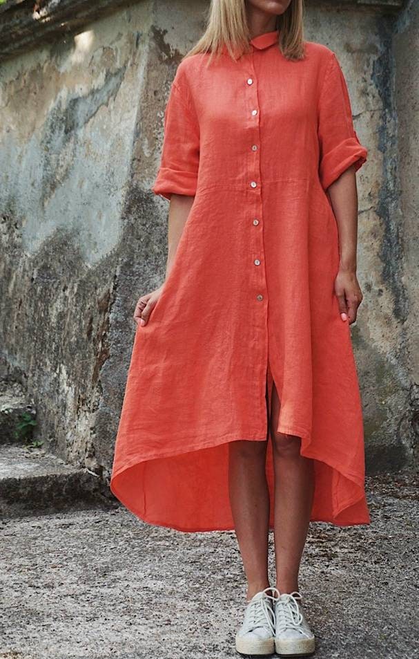 Button down shirt Linen dress Farmhouse shirt Vacation | Etsy