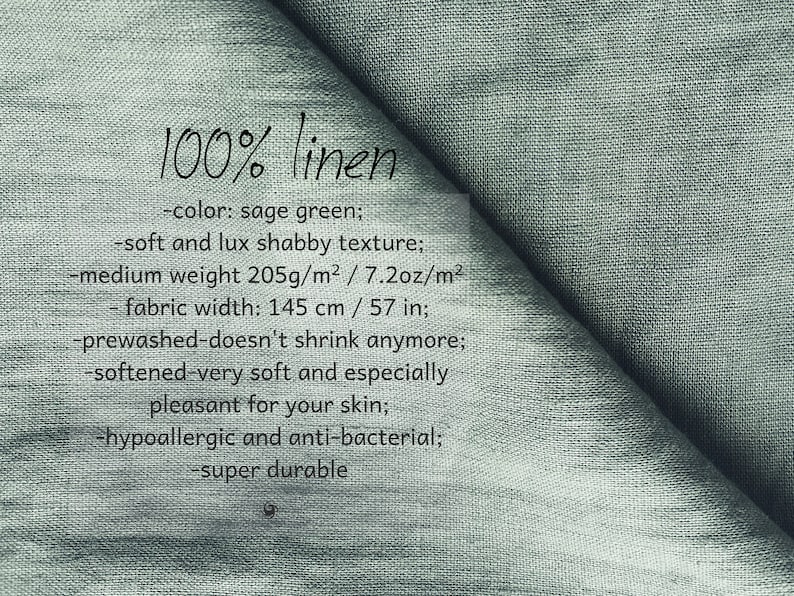 SAGE GREEN Linen Fabric by the Yard or Meter, Lithuanian Linen - Etsy UK
