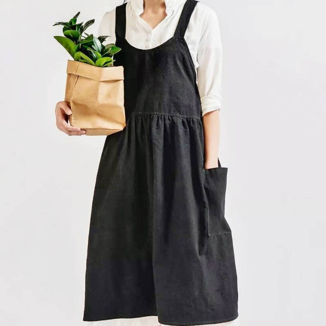 Mint Green Cross Back Linen Apron Pinafore Apron Linen Long | Etsy