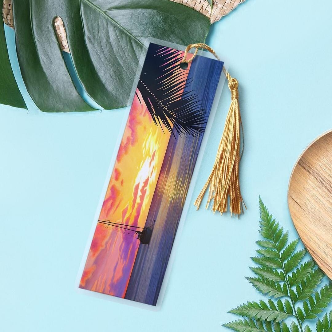 Tropical Sunset Bookmark With Tassel | Ocean Sunset Bookmark | Beach ...