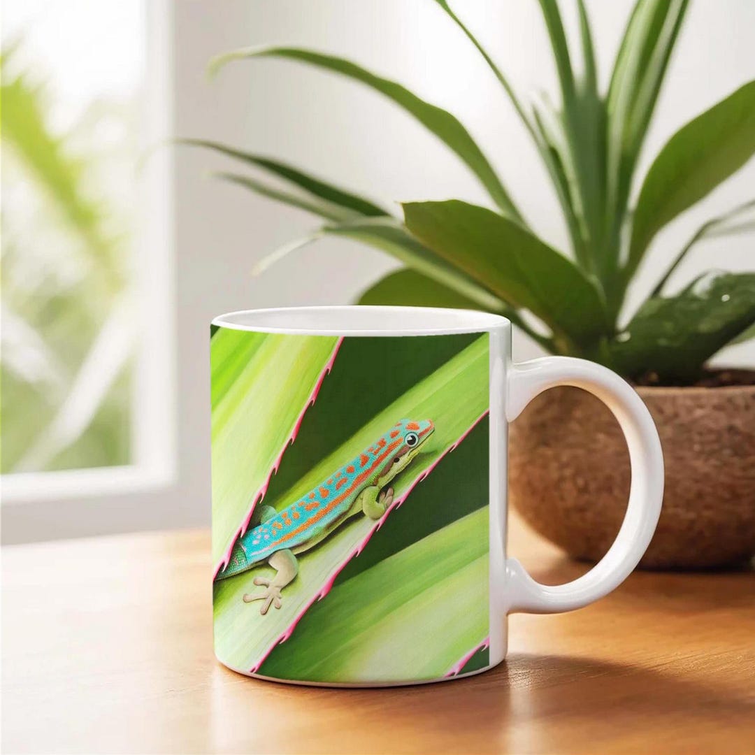 Gecko Mug | Tropical Lizard Mug | Reptile Mug | Jungle Animal Mug - Etsy