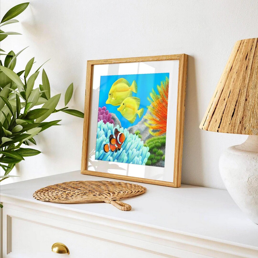 Tropical Fish Art Print, Coral Reef Wall Decor, Ocean Vibes, Premium ...