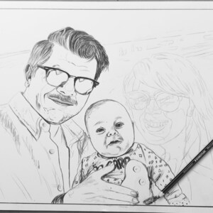 100% Handmade Portrait for Your Loved Ones, Romantic Couple Drawing ...