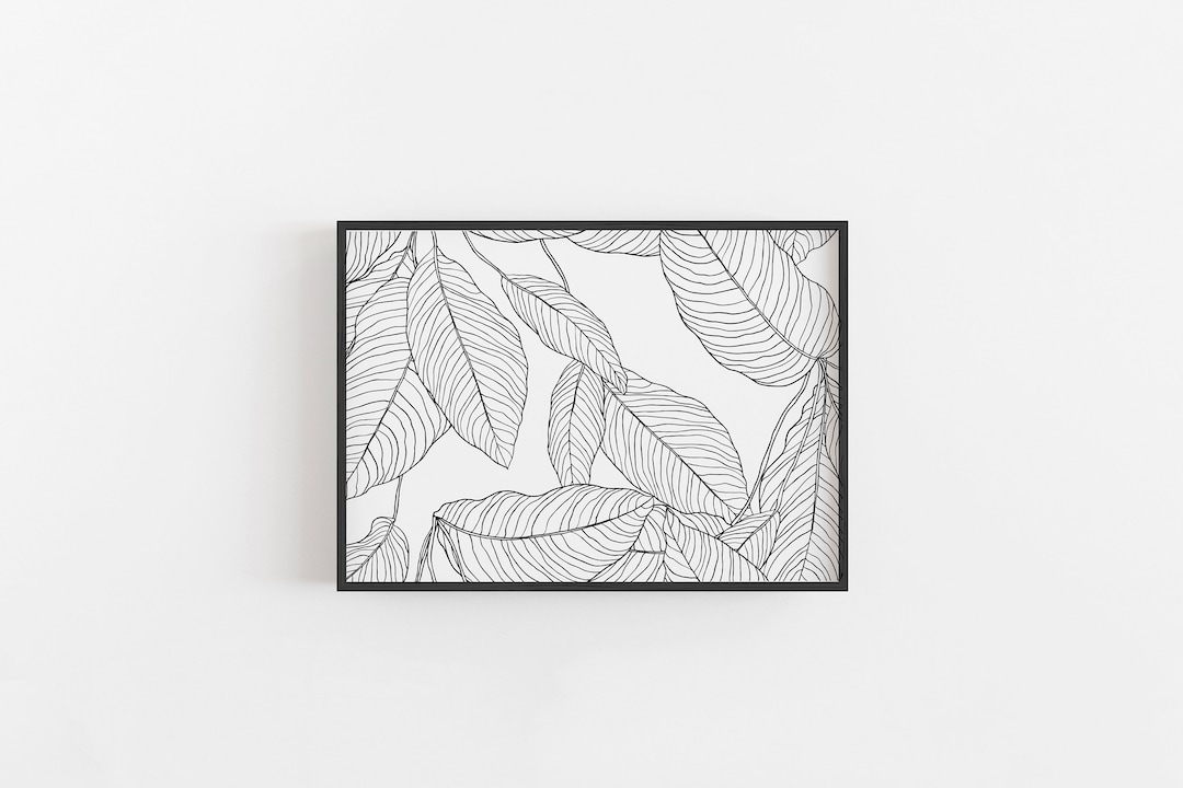 Leaf Print, Line Drawing Digital Art, Instant Download - Etsy