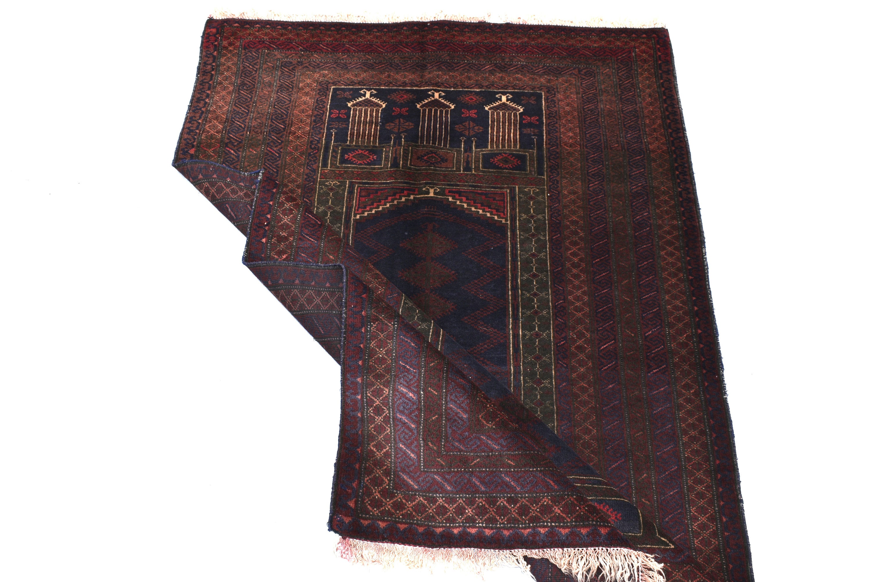Afghan Prayer Rug, 3.3x4.9 Ft Handmade Baluchi Prayer Rug, Navy Blue ...
