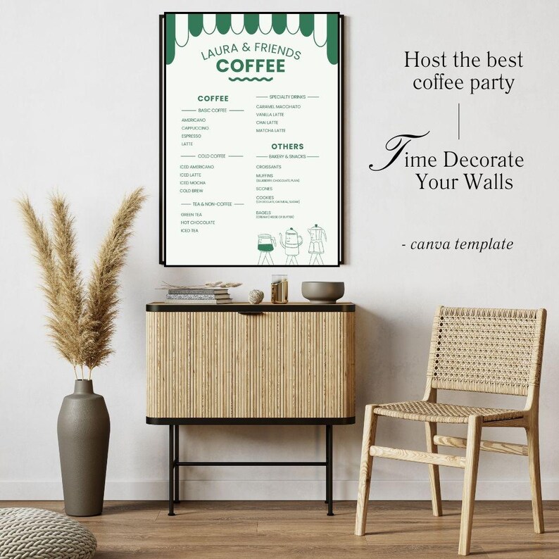 Editable Home Coffee Shop Menu & Poster Canva Template A4 Digital ...