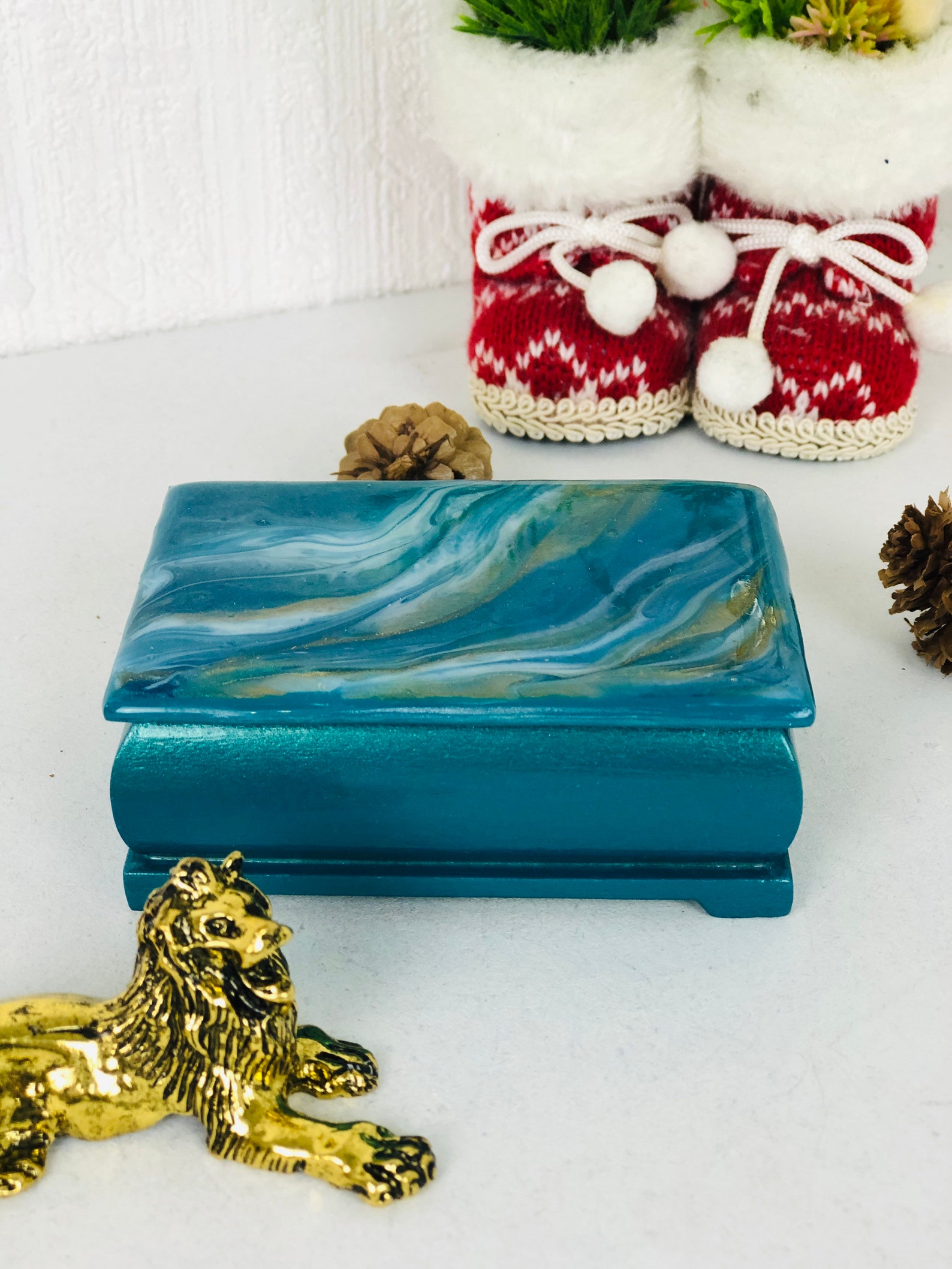 Turquoise jewelry box-Storage Box Jewelry Box Тiny trinket | Etsy