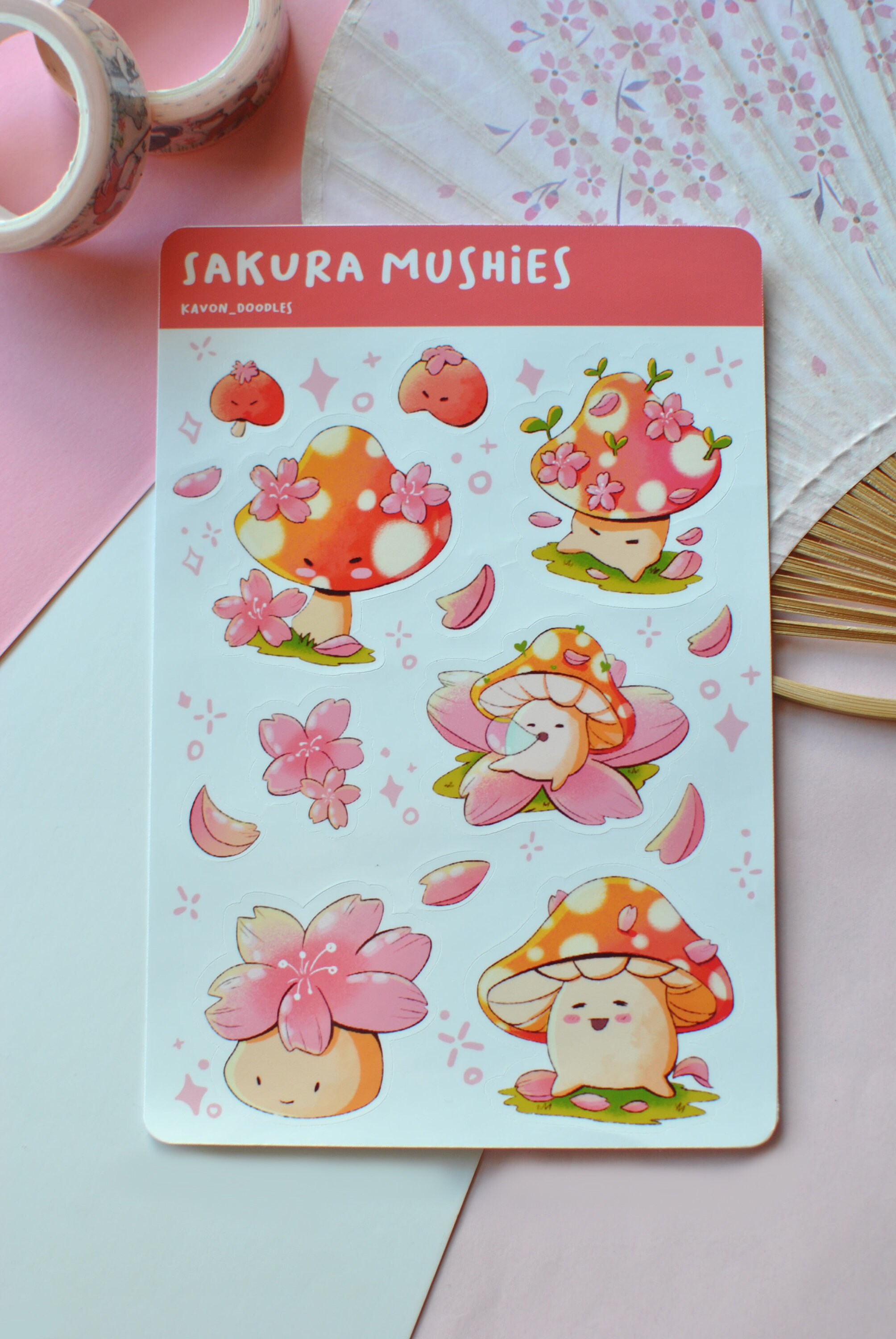 Sakura Mushroom Sticker Sheet - Etsy