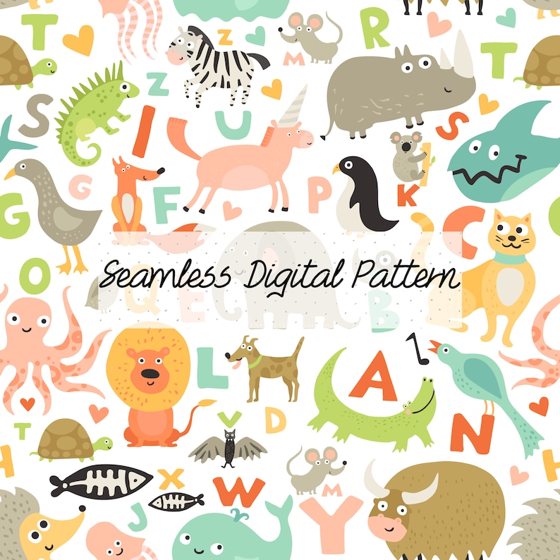Digital Download Animal Alphabet Pattern Kids Alphabet - Etsy