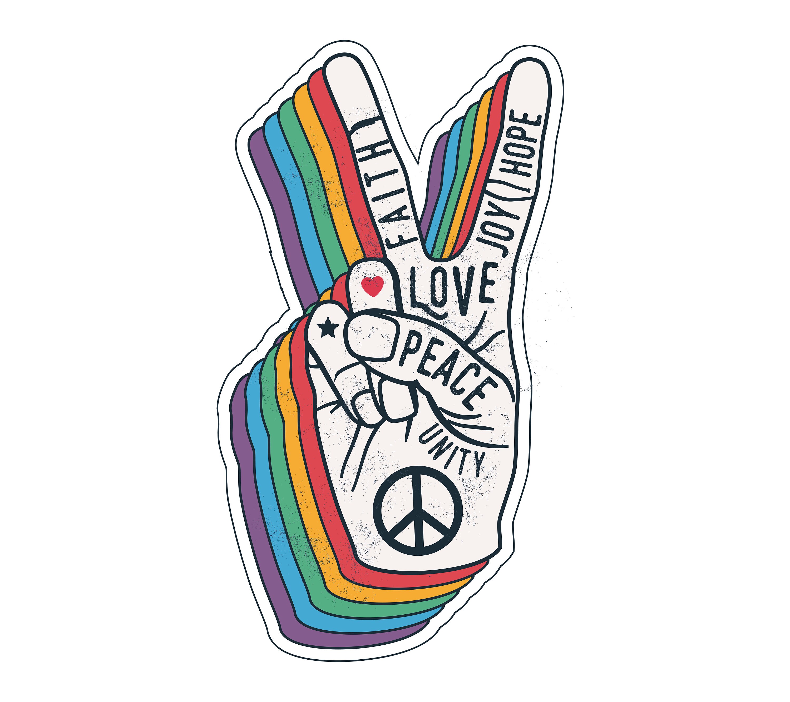 Drawing & Illustration Art & Collectibles Rainbow Peace Sign Hands PNG ...