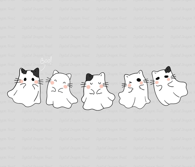 Ghost Cats PNG, Spooky Halloween Cat, Digital Instant Download - Etsy