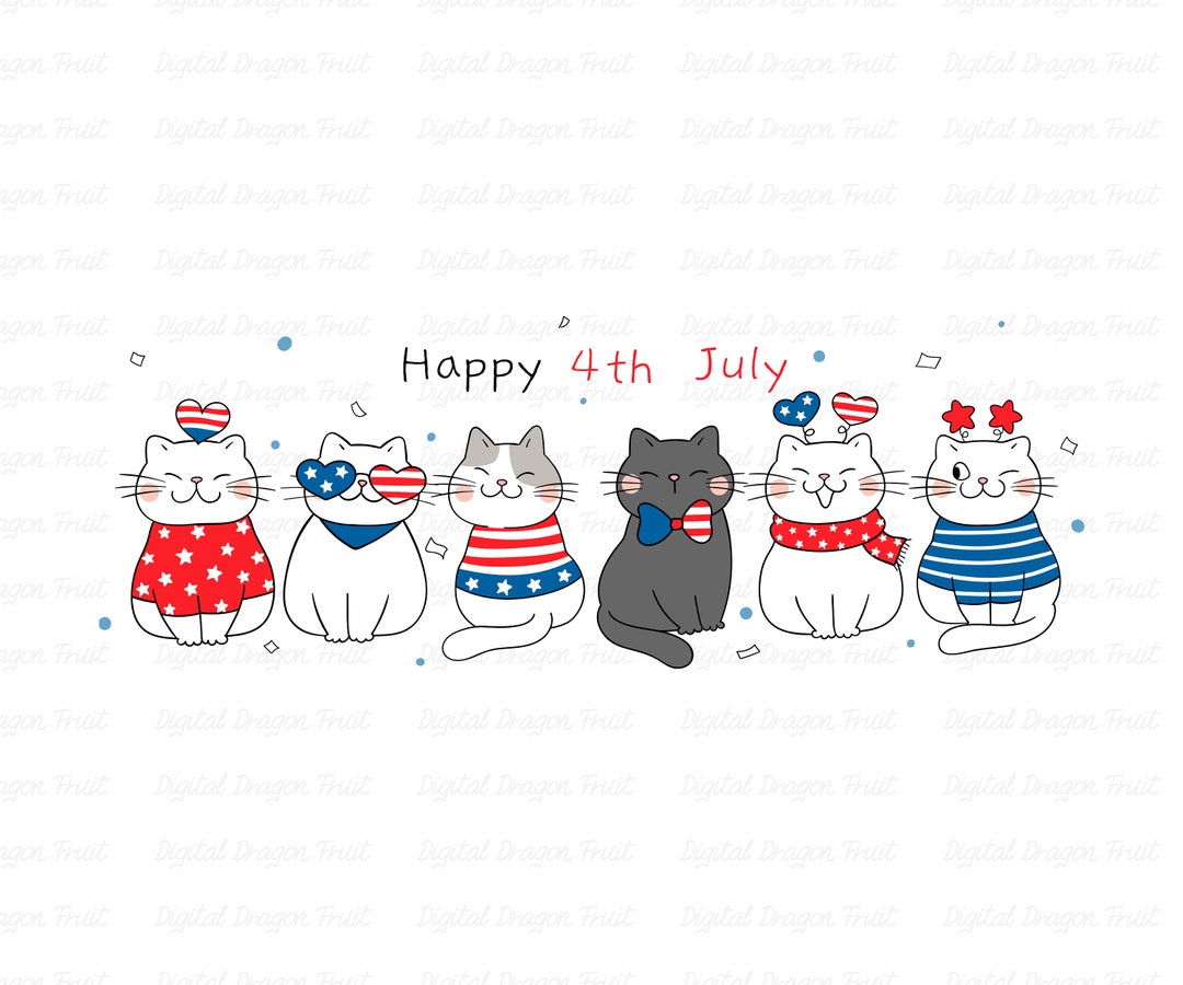 4th of July Cats PNG, America, Cat, 4th July, Digital Instant Download ...