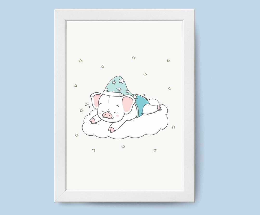 Pig Printable, Sleeping Pig on A Cloud Digital Download - Etsy