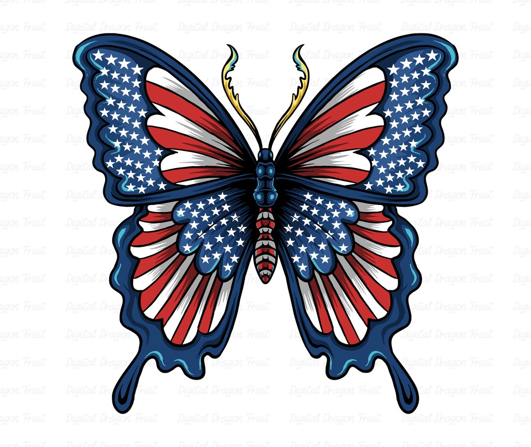 American Flag Butterfly PNG, Stars and Stripes, Patriotic Sublimation ...