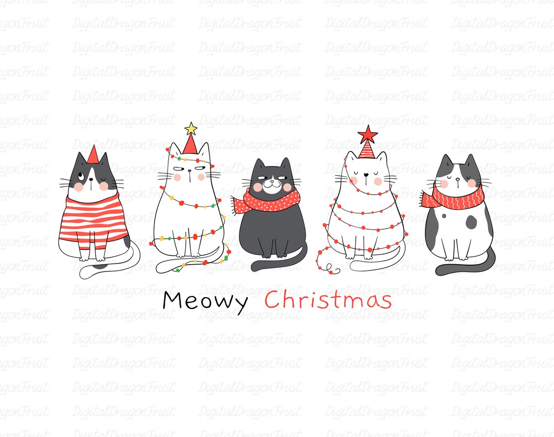 Meowy Christmas PNG Festive Cat Christmas Digital Instant - Etsy