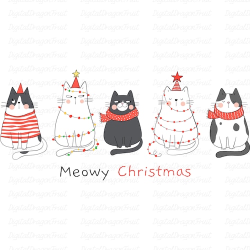 Meowy Christmas PNG Festive Cat Christmas Digital Instant - Etsy