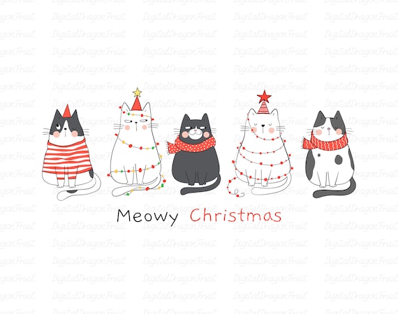 Meowy Christmas PNG Festive Cat Christmas Digital Instant - Etsy UK