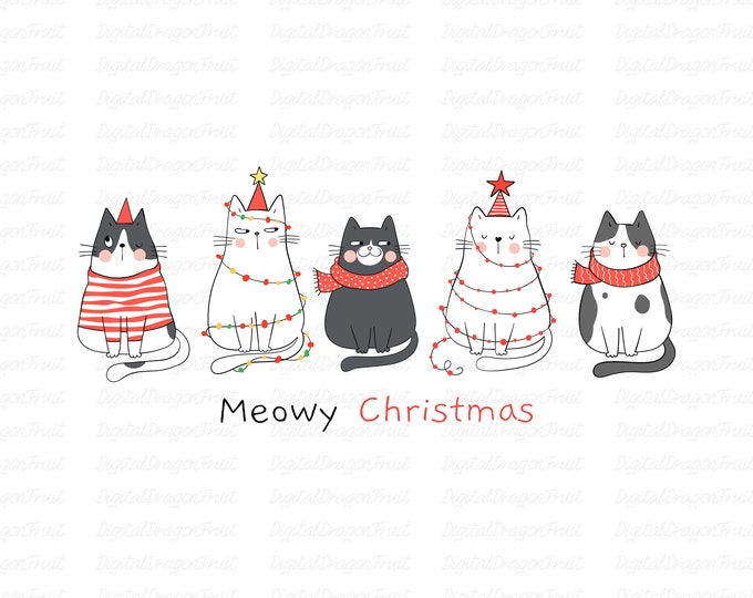 Meowy Christmas PNG, Festive, Cat, Christmas, Digital Instant Download ...