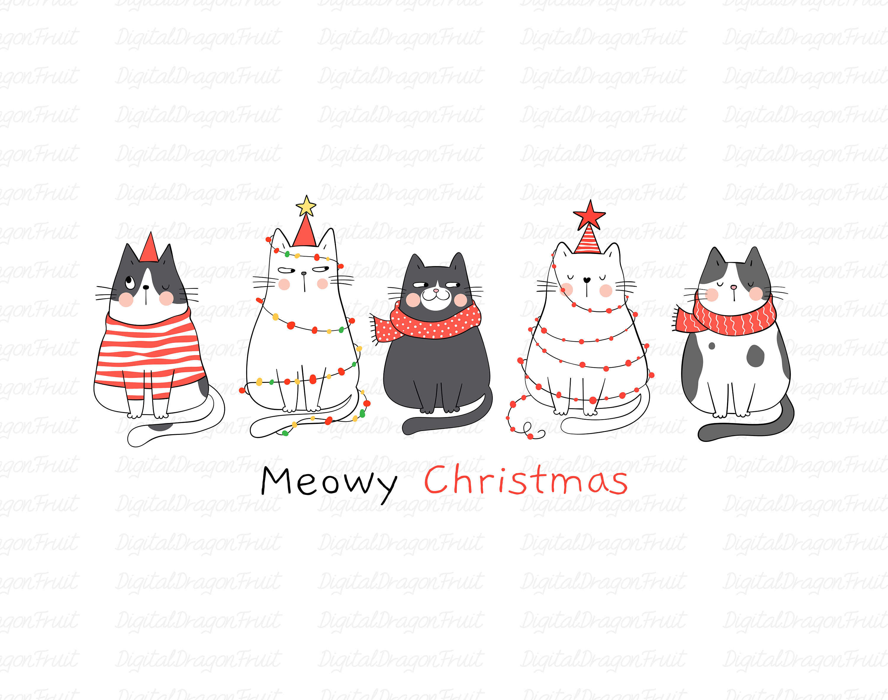 Meowy Christmas PNG Festive Cat Christmas Digital Instant - Etsy