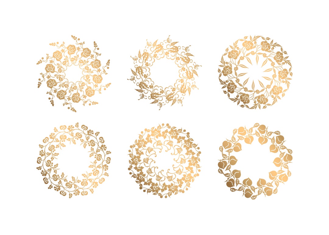 Gold Wreaths Clipart, Digital Download - Etsy
