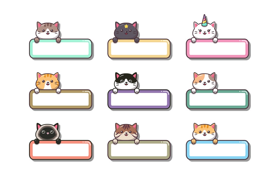 Cat Banners PNG, Cute Kitty Labels, Digital Download - Etsy