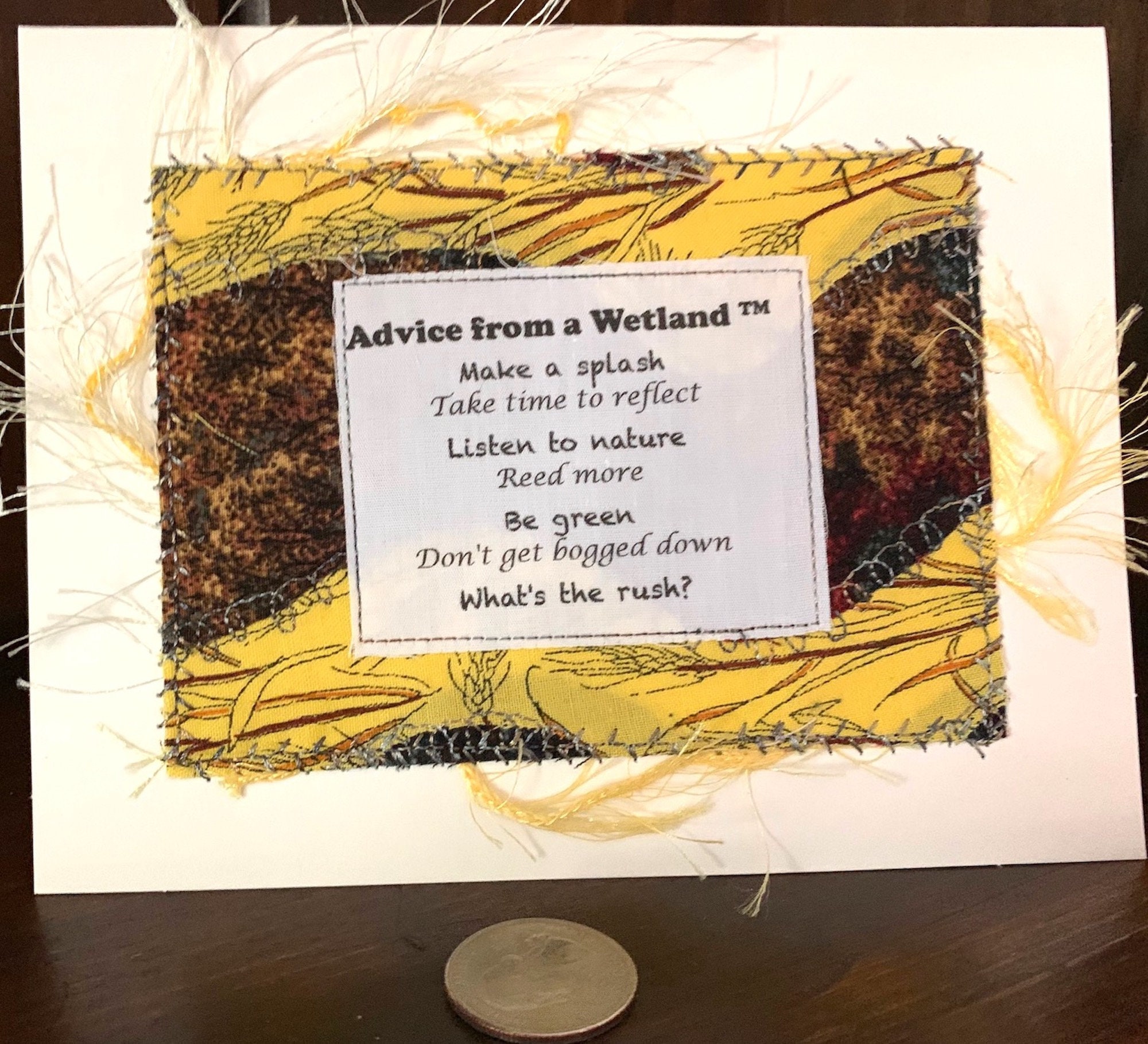 Wetlands Advice Poem, Frameable, Handmade Stitched Blank Greeting Card ...
