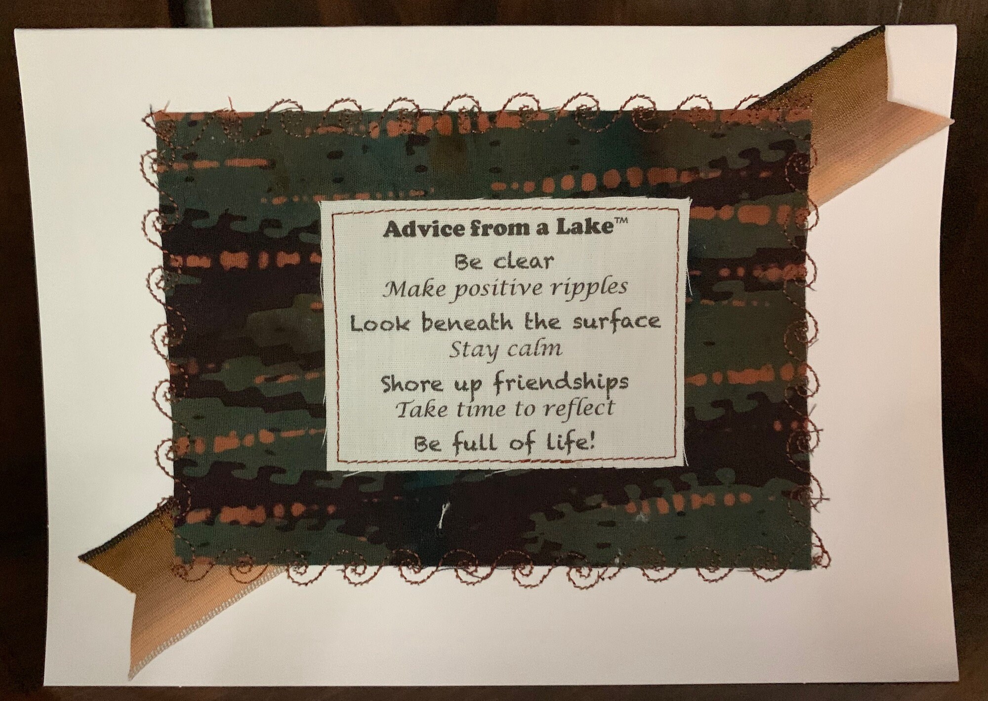Lake Advice Poem, Frameable, Handmade Stitched Blank Greeting Card - Etsy