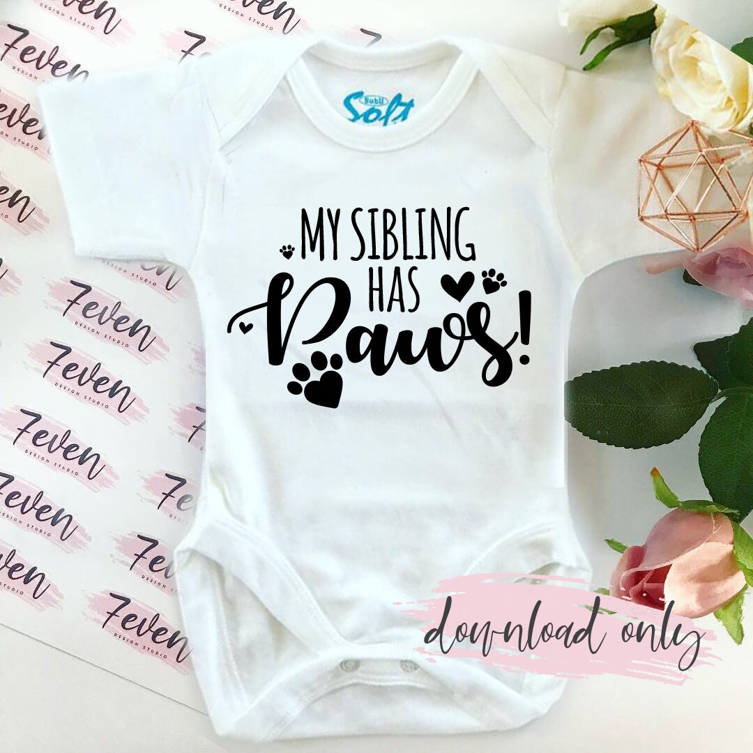 Sibling Has Paws Baby Vest Design, Sublimation BABY VEST TEMPLATE ...