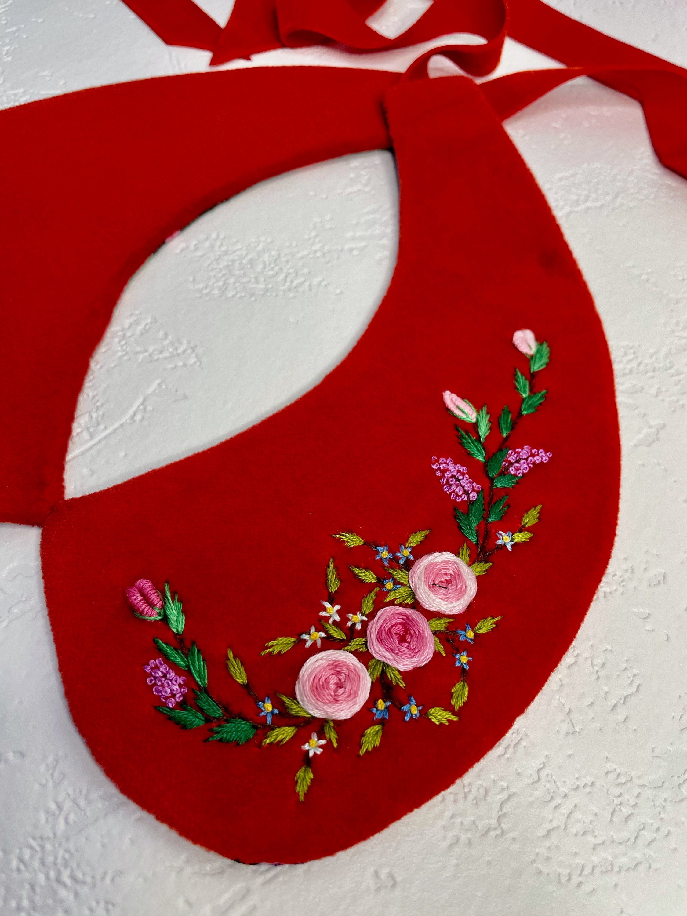 Red Embroidered Peter Pan Collar Hand Embroidered Peter Pan | Etsy