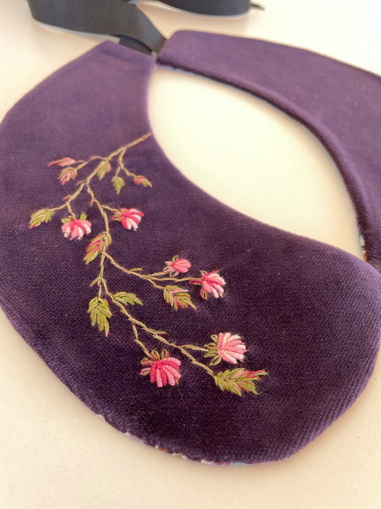 Purple Embroidered Peter Pan Collar Hand Embroidered Double | Etsy
