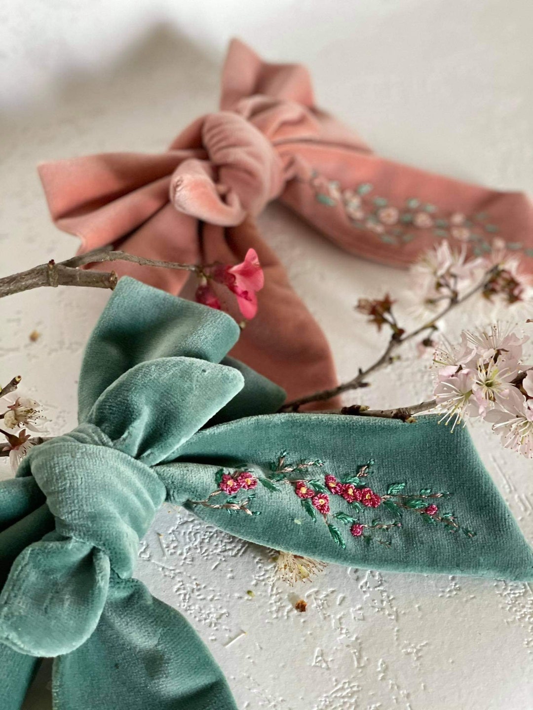 Unique Hair Bow Velvet Hair Bow, Unique Hair Items Embroidered Hair ...