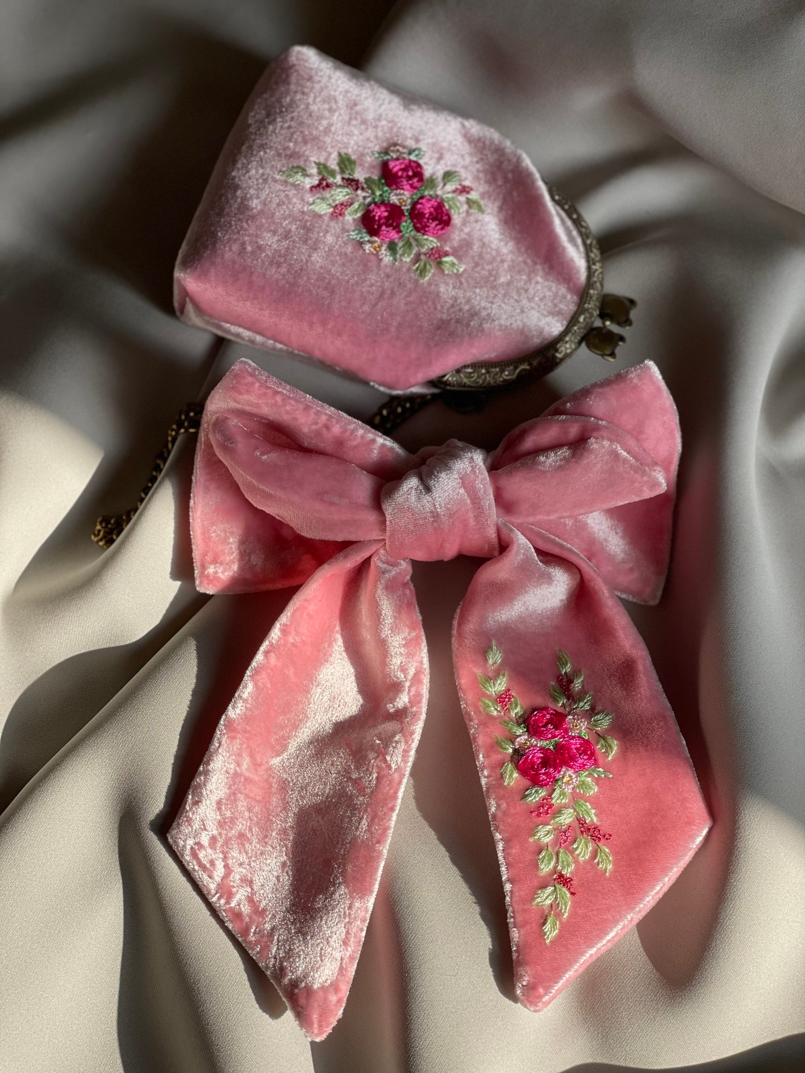 Unique Hair Bow and Pursevelvet Hair Bow Unique Hair Items | Etsy