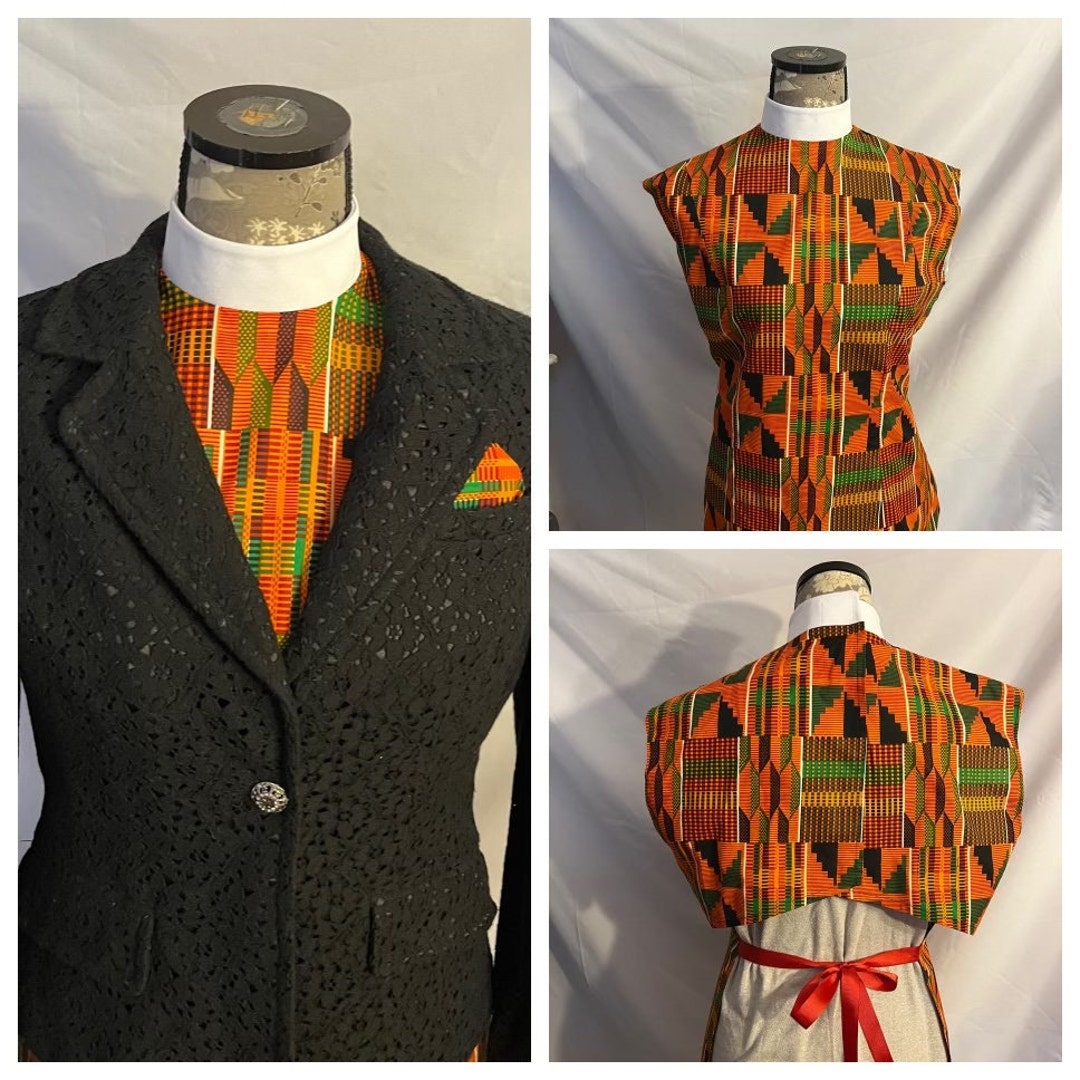 Women's Clergy Shirt - African Print - Orange - Etsy