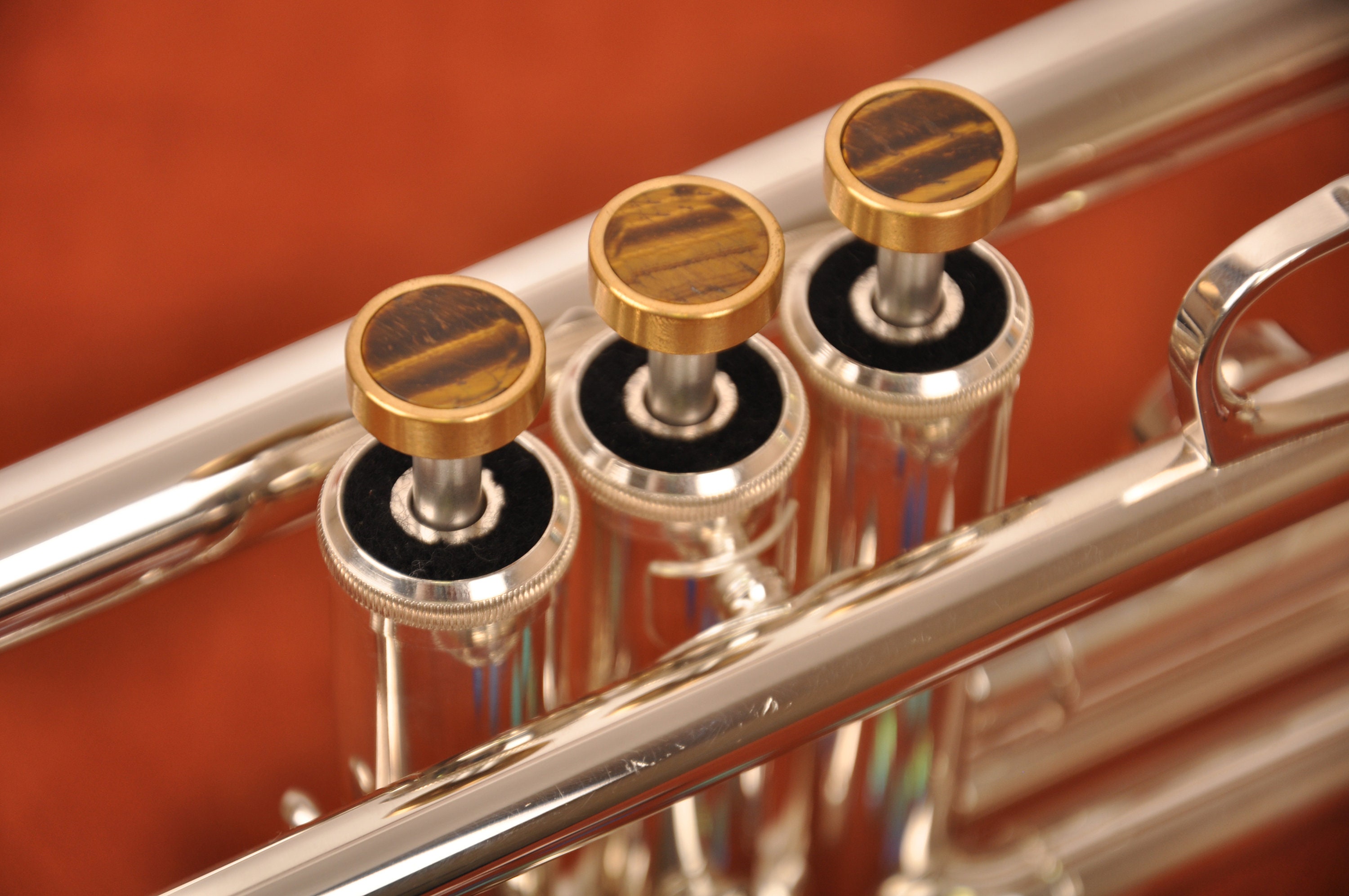 LIGHT Trumpet Finger Buttons Raw Brass W Natural Stones for Most ...