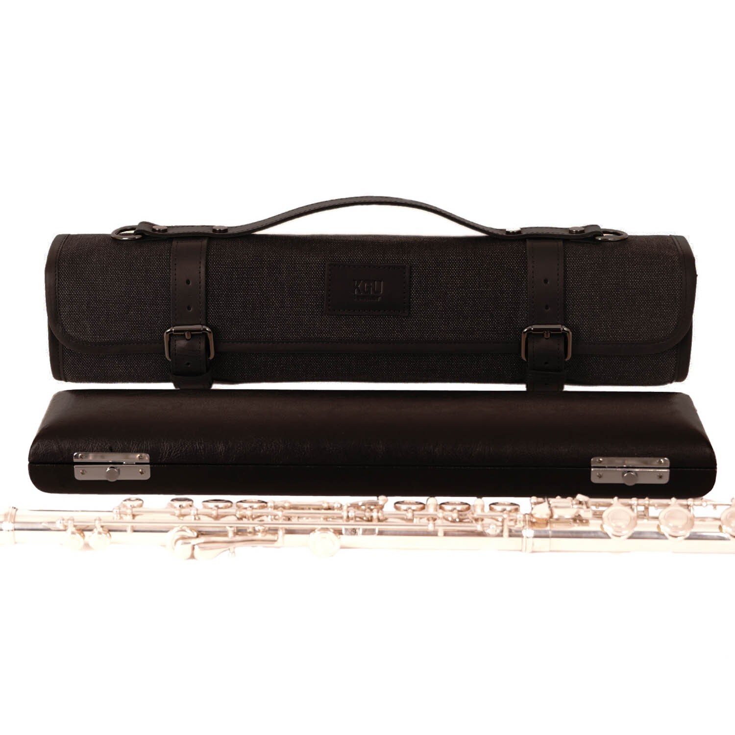 Canvas & Leather Flute Bag: Adjustable Shoulder Strap, Padded Case - Etsy