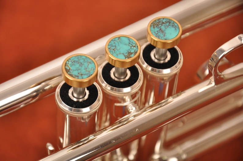 LIGHT Trumpet Finger Buttons Raw Brass W Natural Stones for Most ...