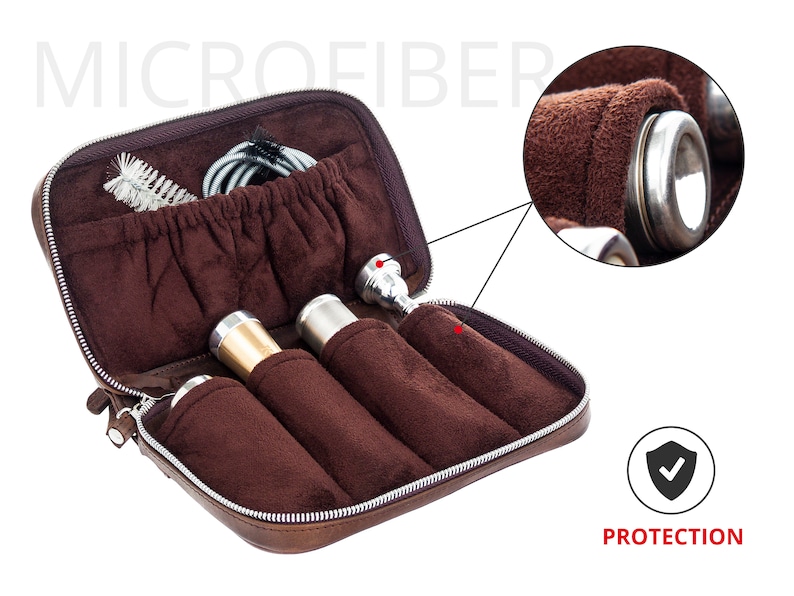 Kgubrass Crazy Horse Leather Trumpet Mouthpiece Pouch: 4-slot Musician ...