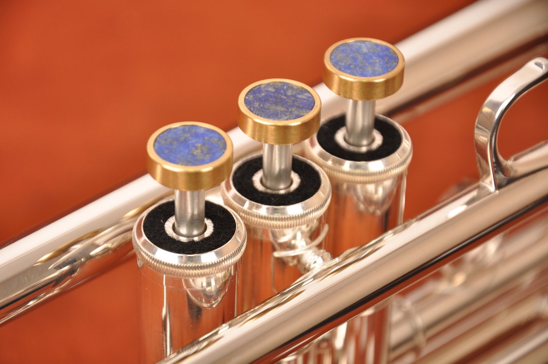 LIGHT Trumpet Finger Buttons Raw Brass W Natural Stones for Most ...