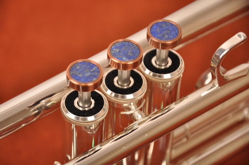 LIGHT Trumpet Finger Buttons Antique Copper Lacquer W Natural Stones ...