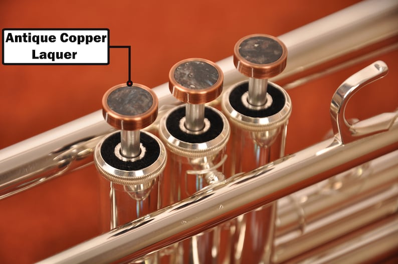 LIGHT Trumpet Finger Buttons Antique Copper Lacquer W Natural Stones ...