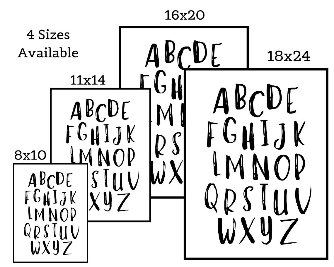 Black and White Alphabet Poster Digital Download Classroom Printable ...